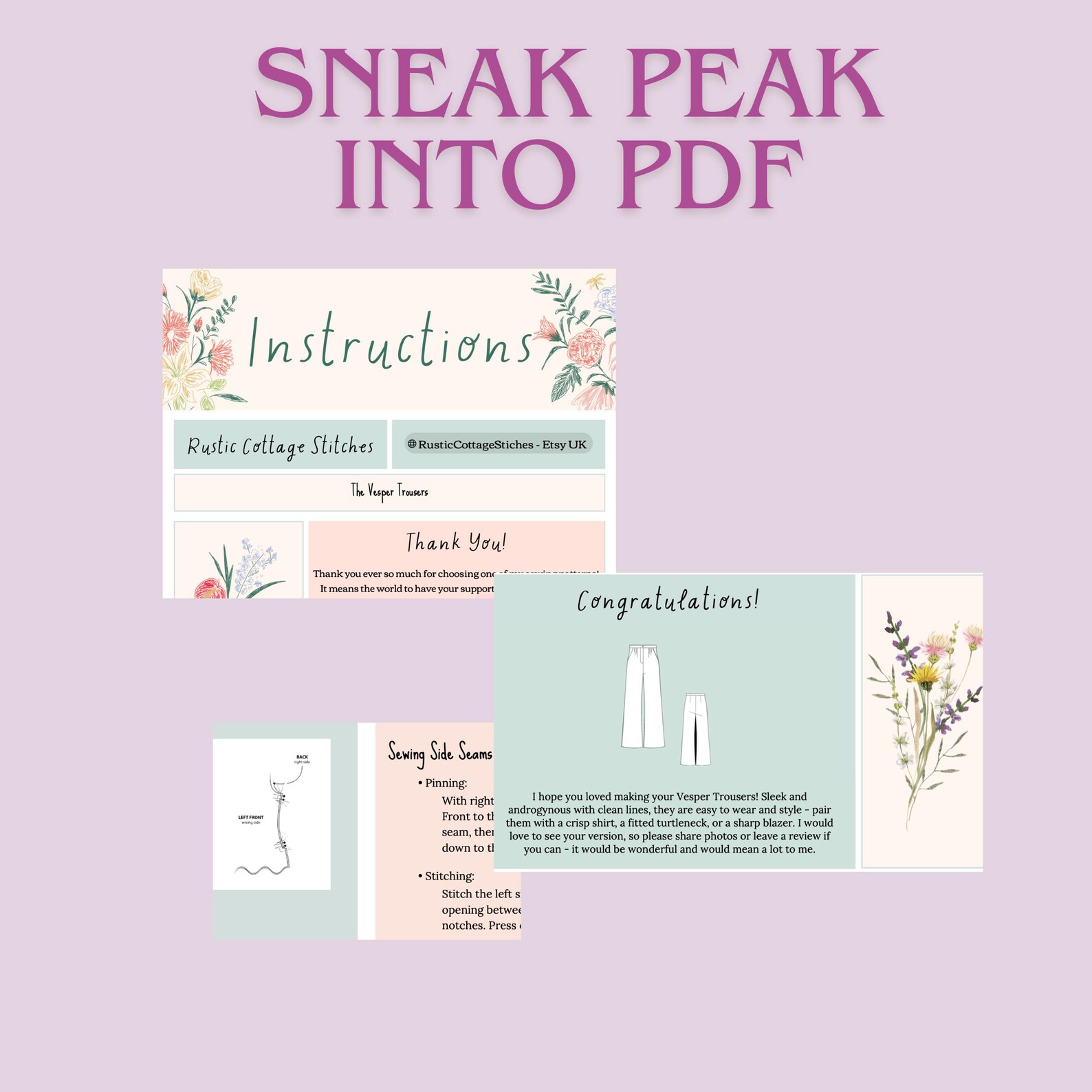 Pleated Wide-leg Trousers Sewing Pattern (PDF Download): High-waist ...