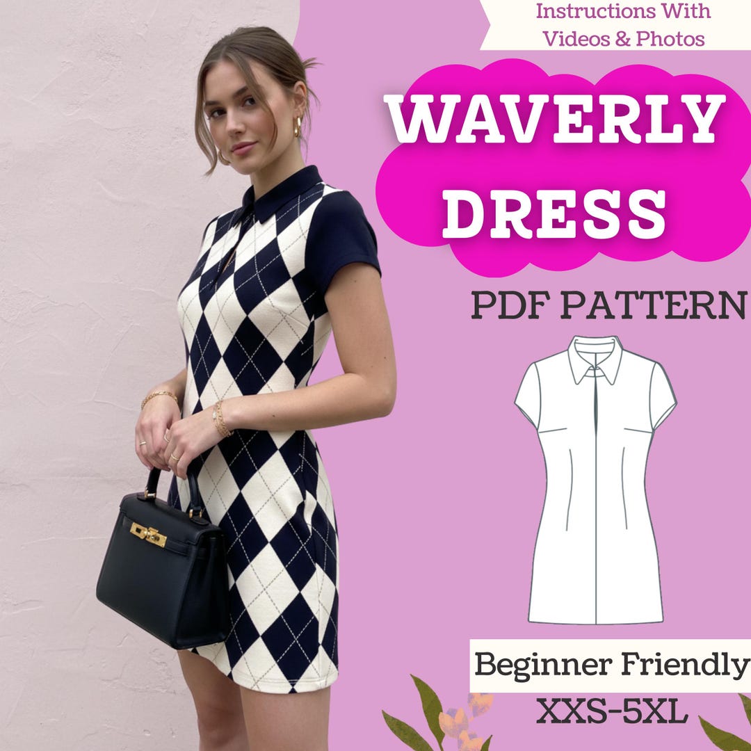 Collared Mini Dress Sewing Pattern: Women’s A-line Short Sleeve Shirt ...