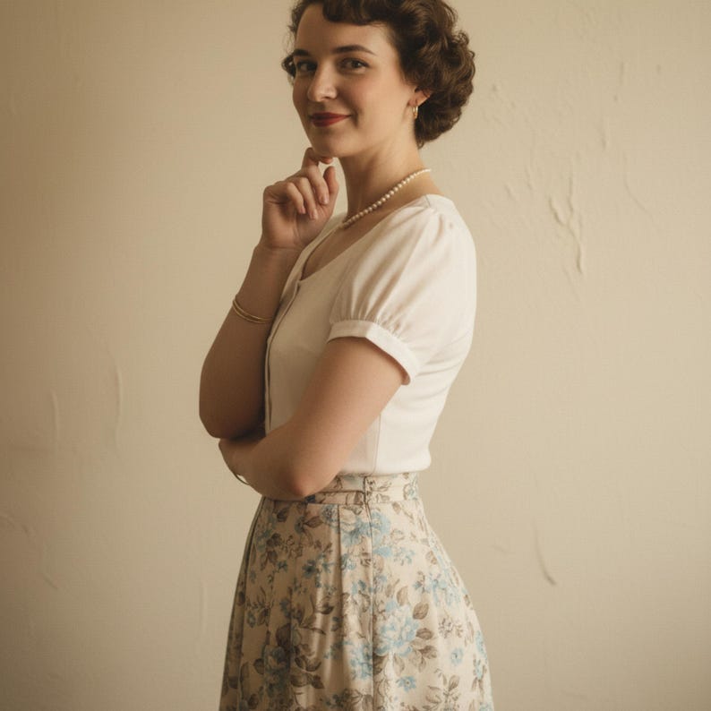 1940s Vintage Blouse Sewing Pattern (PDF) – Women’s Button-front Puff ...