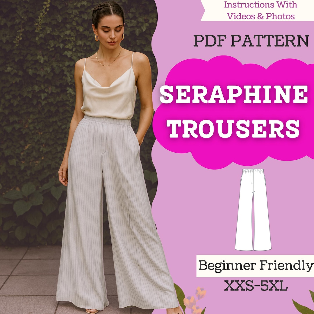 Palazzo Pants Sewing Pattern PDF: Seraphine Women's Wide-leg Trousers ...