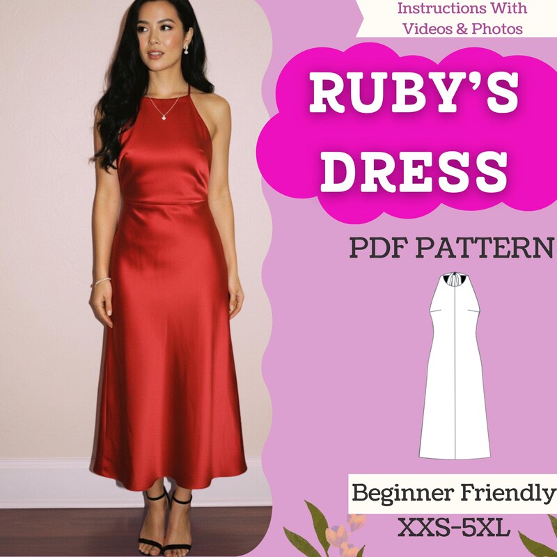 Satin Dress Pattern - Etsy UK