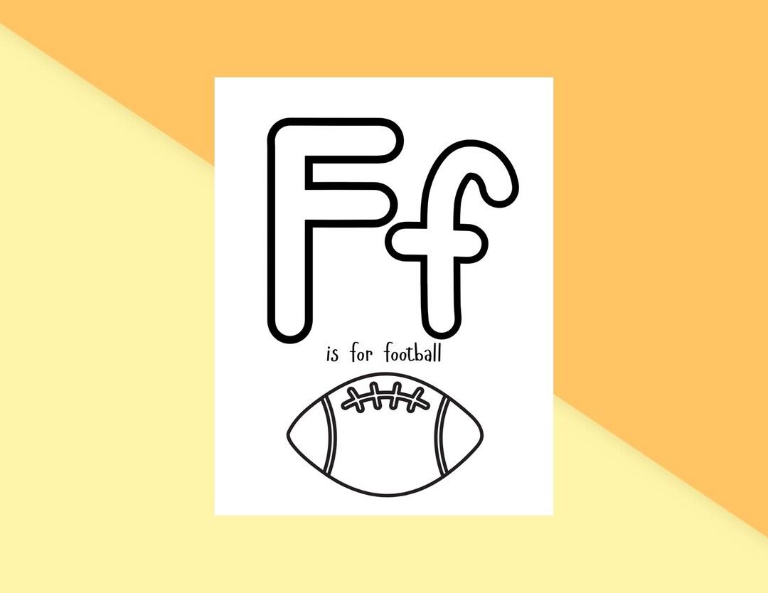 F is for FOOTBALL COLORING Page! Easy and Fun Activity for Kids to Do ...