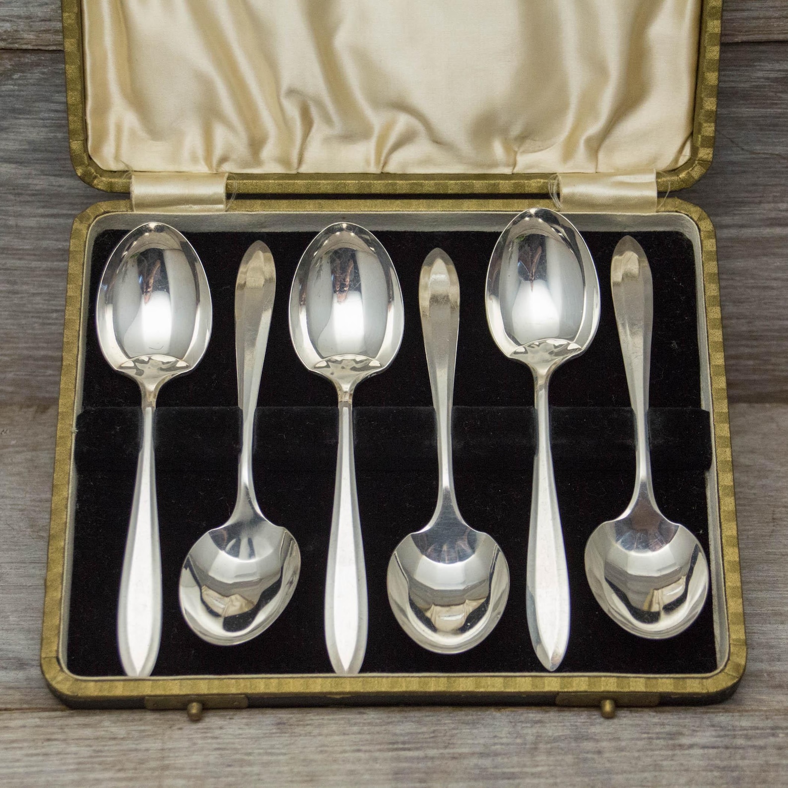 Vintage Set of Six Dessert Spoons, British Oneida Community Plate in ...