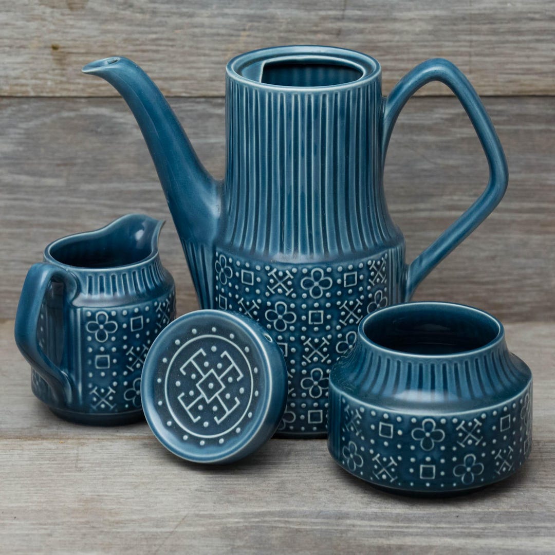 Sadler Coffee Pot Set in Rare Teal Blue, Vintage MCM, Circa 1960's. - Etsy