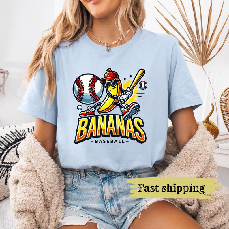 Let's Go Bananas Baseball Shirt, Funny Banana Baseball Shirt, Banana ...