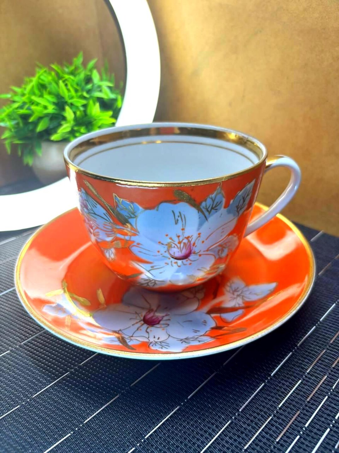 Vintage Soviet “malva” Cup, Large Porcelain Tea Mug, Hand-painted Gold ...