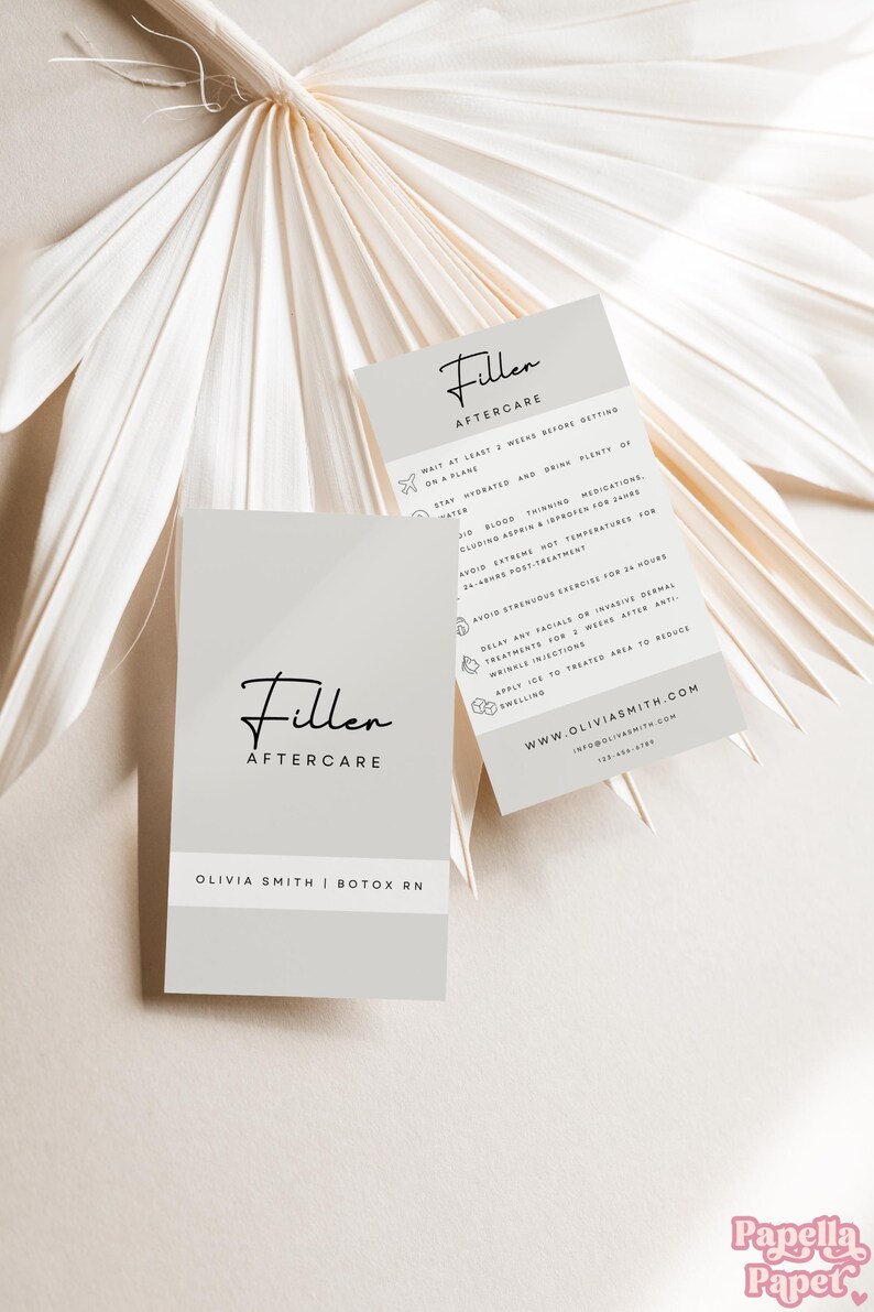 Botox & Filler Aftercare Card Template: Editable Canva Business Card ...