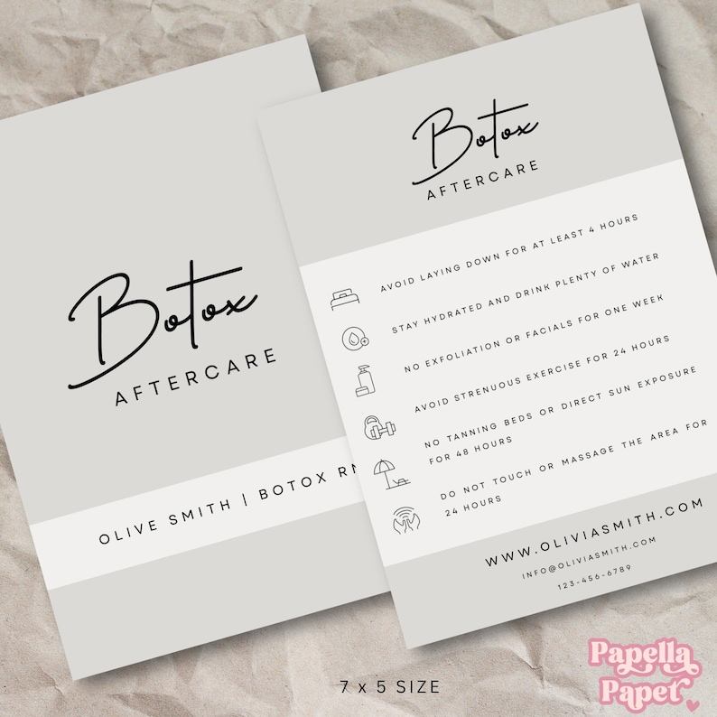 Botox & Filler Aftercare Card Template: Editable Canva Business Card ...