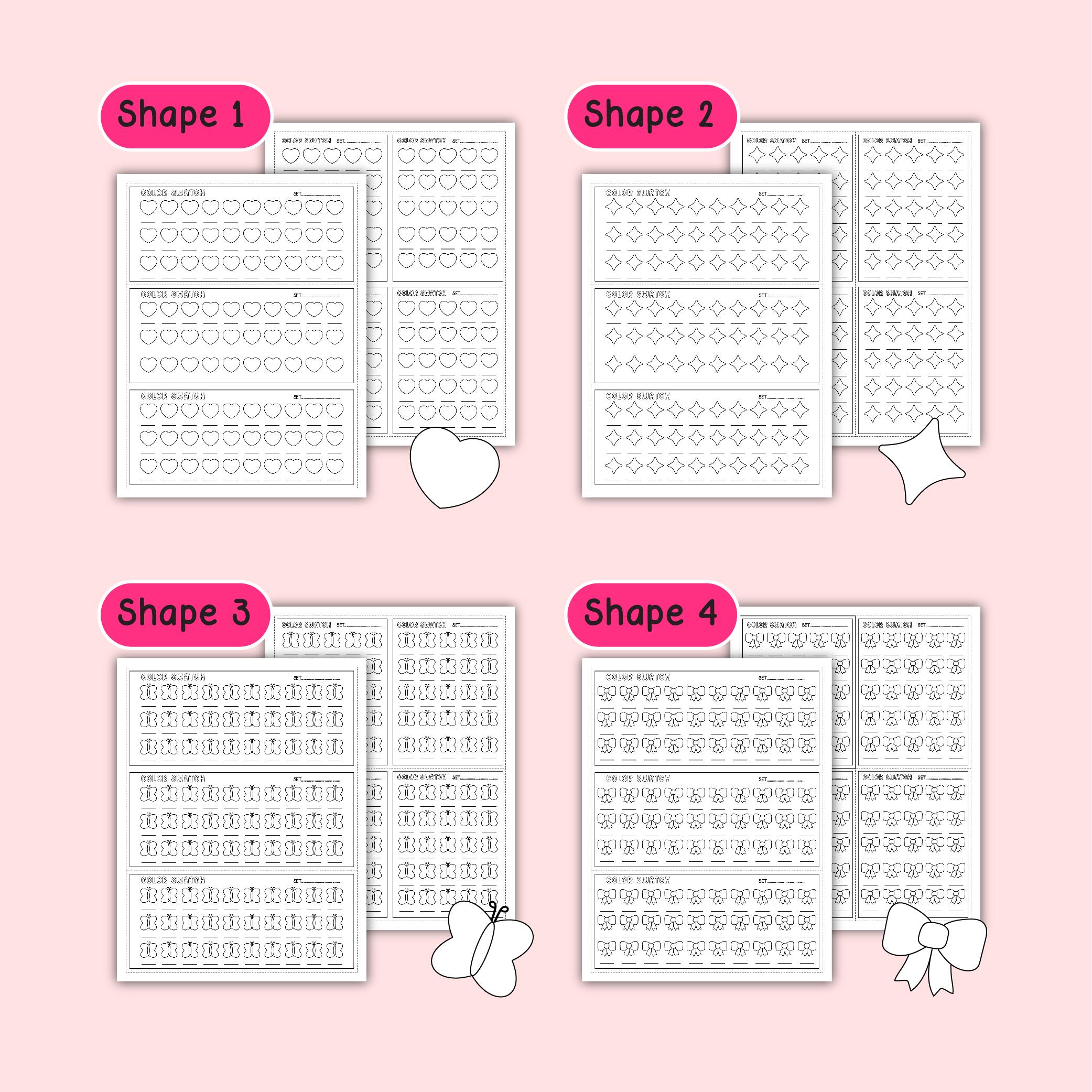 Printable Mini Color Swatches, Kawaii Shape Swatches, Small Coloring ...