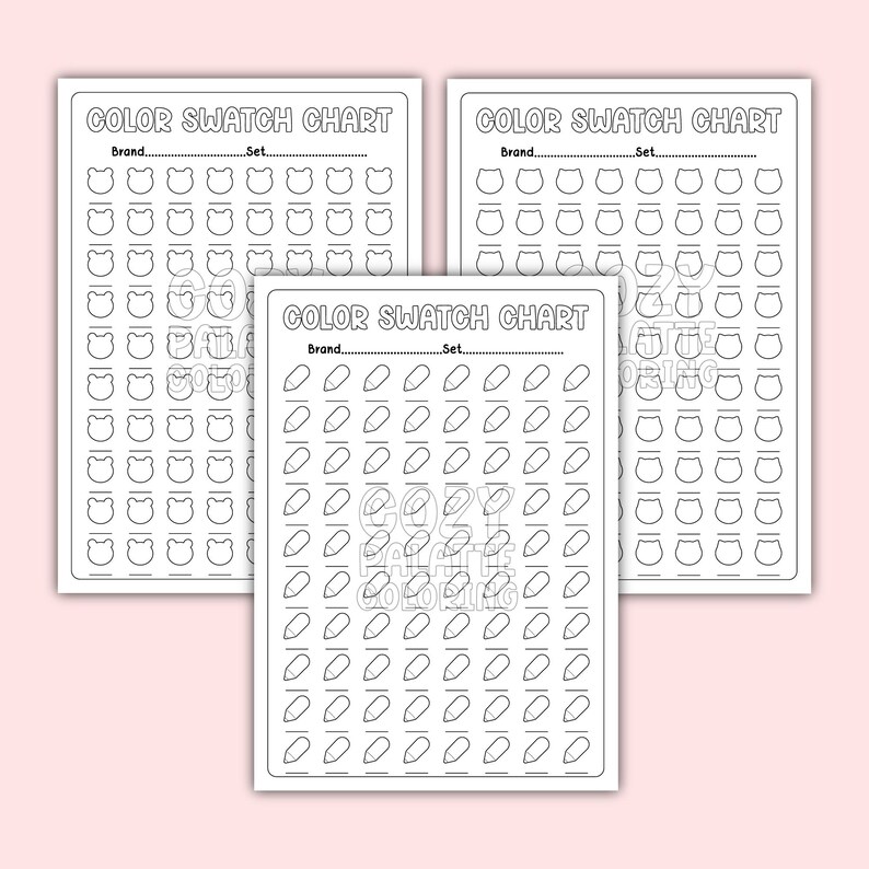 Kawaii Color Swatch Chart Templates, Cute Swatch Shape, 12 Templates ...