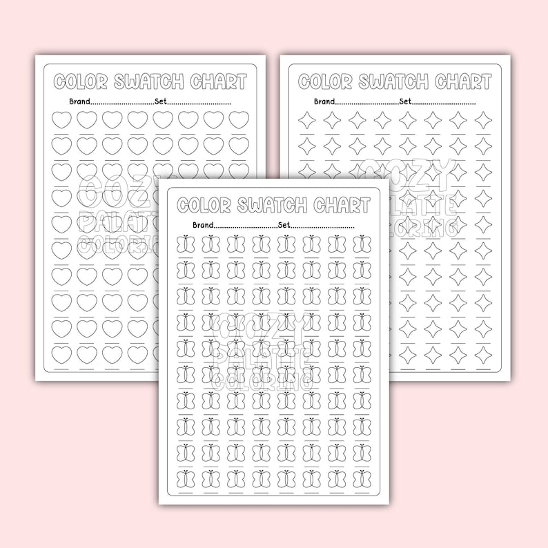 Kawaii Color Swatch Chart Templates, Cute Swatch Shape, 12 Templates ...