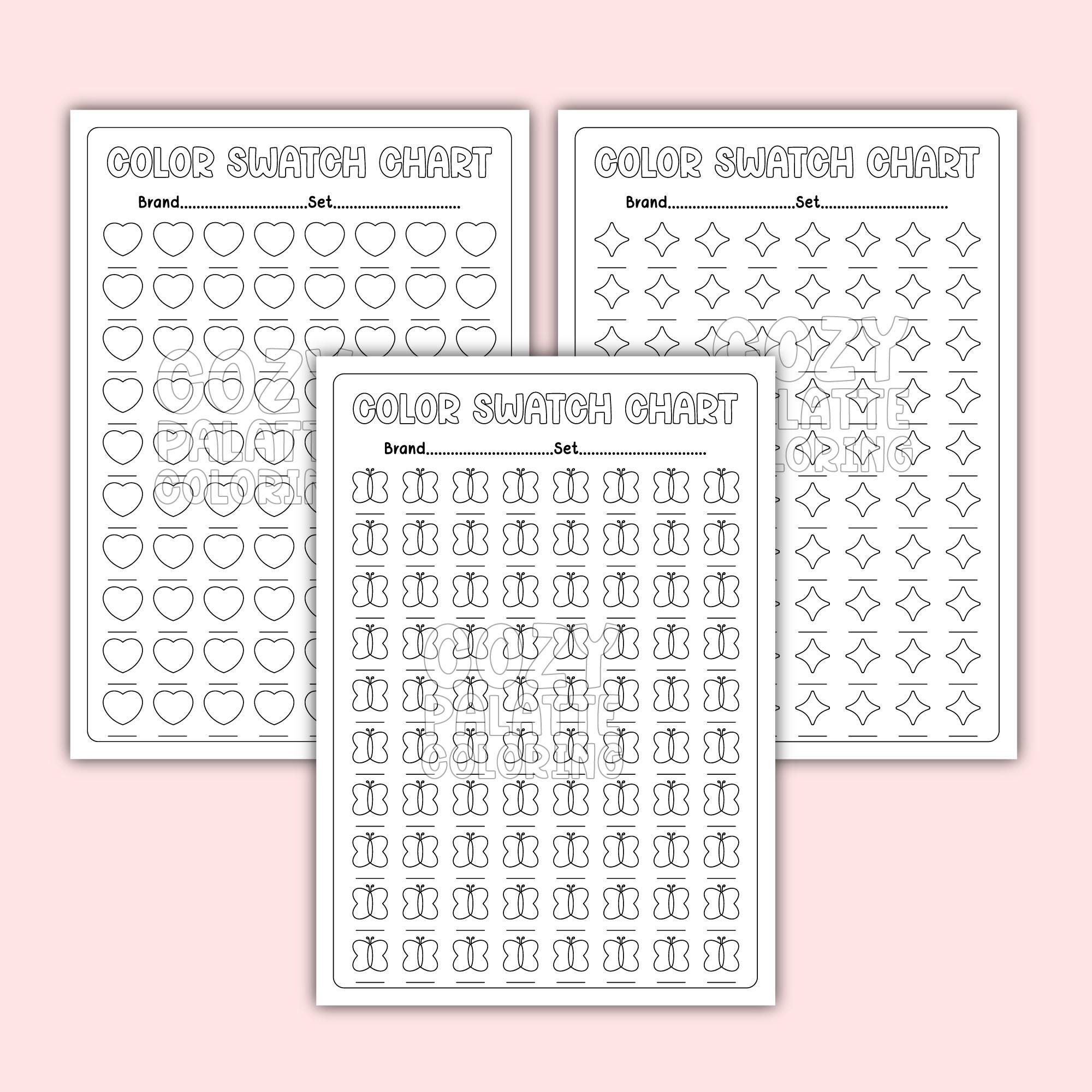 Kawaii Color Swatch Chart Templates, Cute Swatch Shape, 12 Templates ...