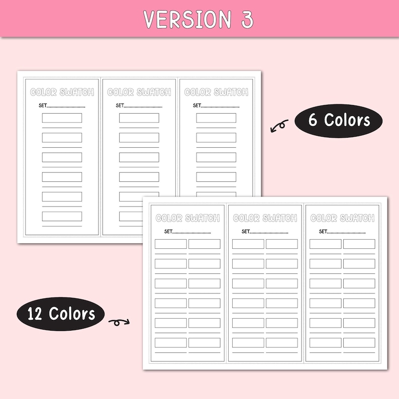 Printable 6, 12 Colors Swatch Card Bundle, Small Color Swatch, 6 & 12 ...