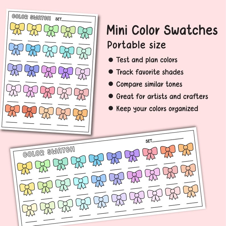 Printable Mini Color Swatches, Kawaii Shape Swatches, Small Coloring ...
