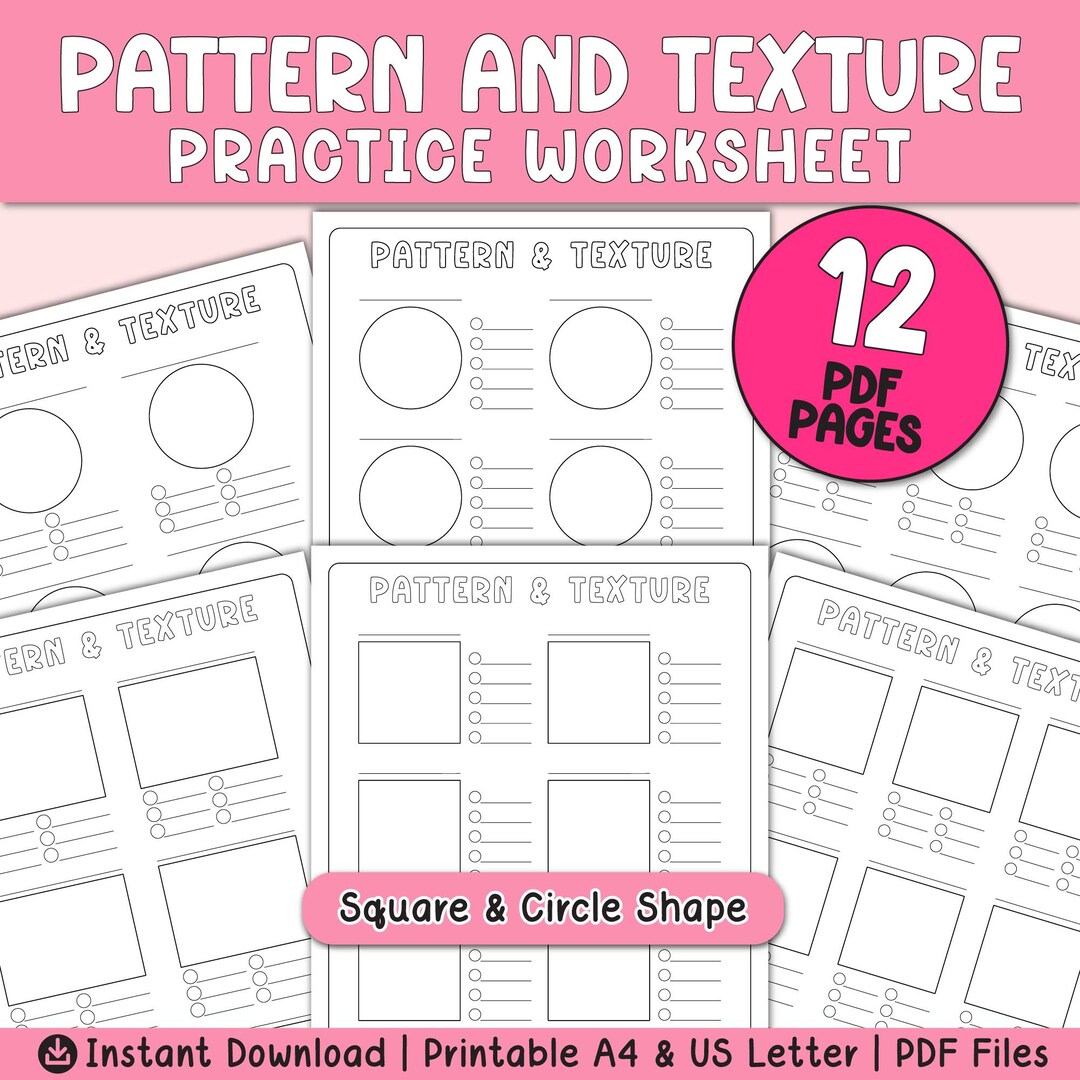 Printable Pattern and Texture Practice Coloring Worksheet, Color Test ...