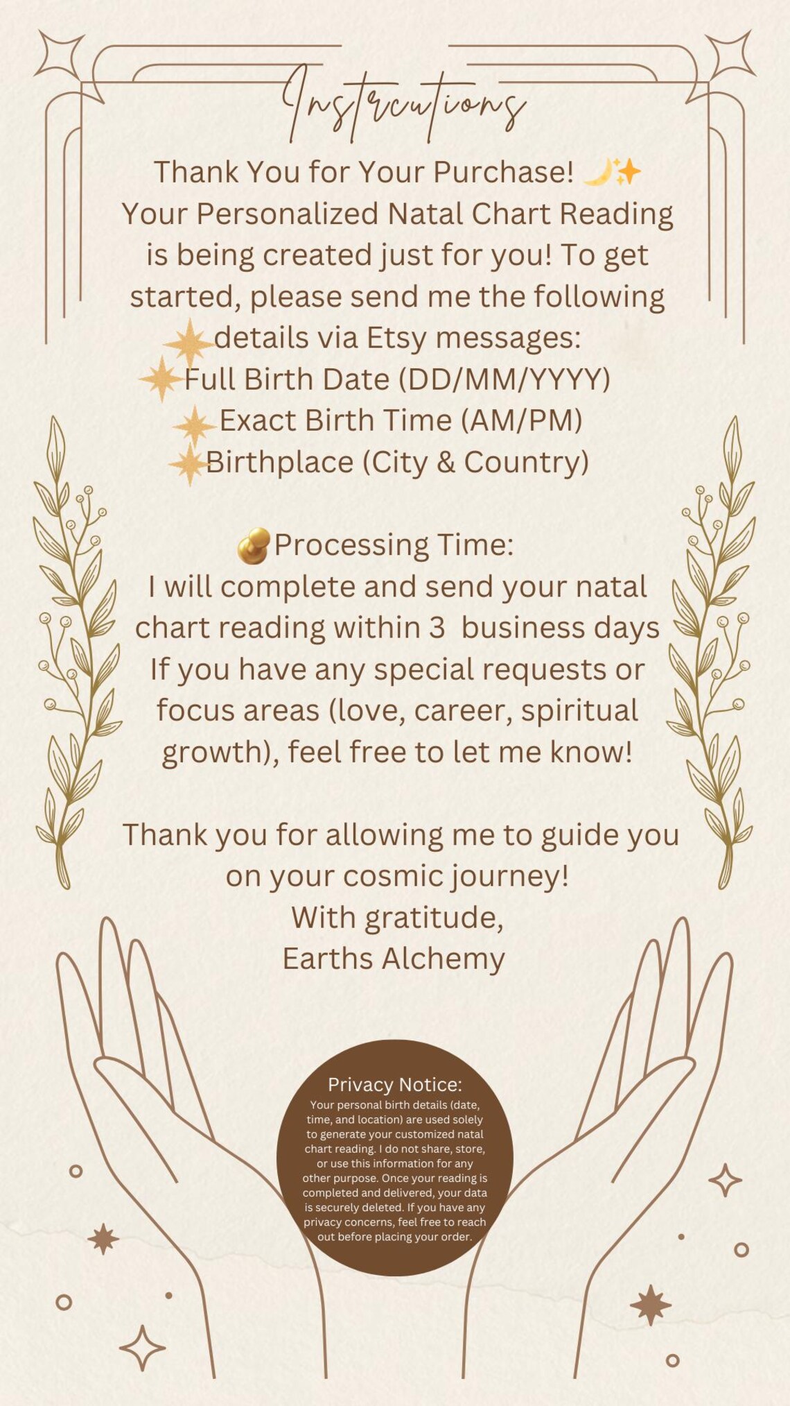 Personalized Natal Chart Reading | Astrology Birth Chart (PDF) - Etsy