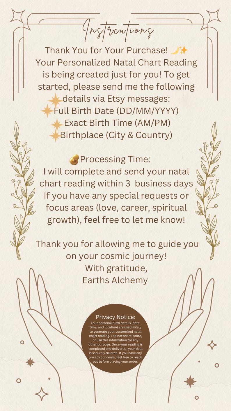 Personalized Natal Chart Reading Custom Astrology Birth Chart and Life Guidance PDF Zodiac ...