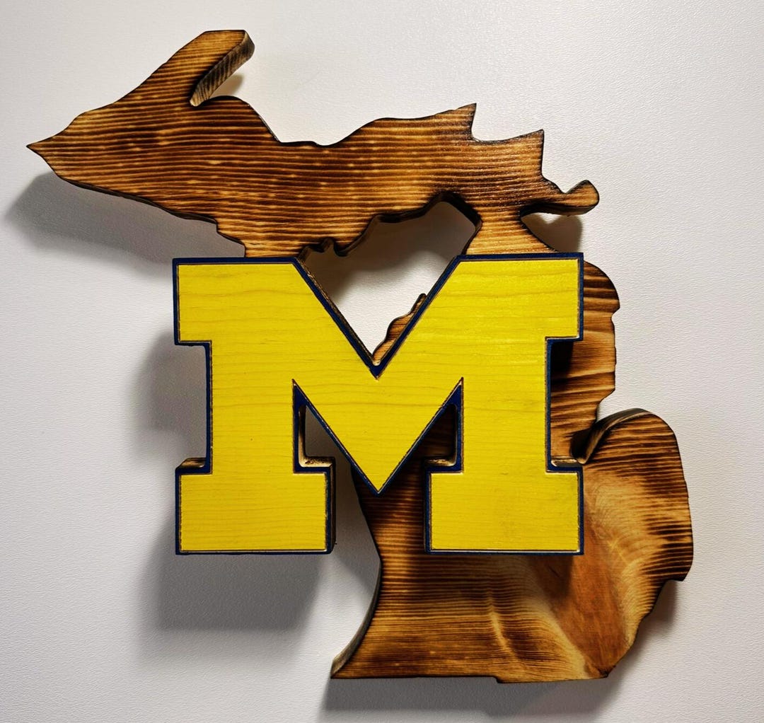 Rustic Michigan Wolverines State Sign – Wooden Michigan Wall Art | U of ...