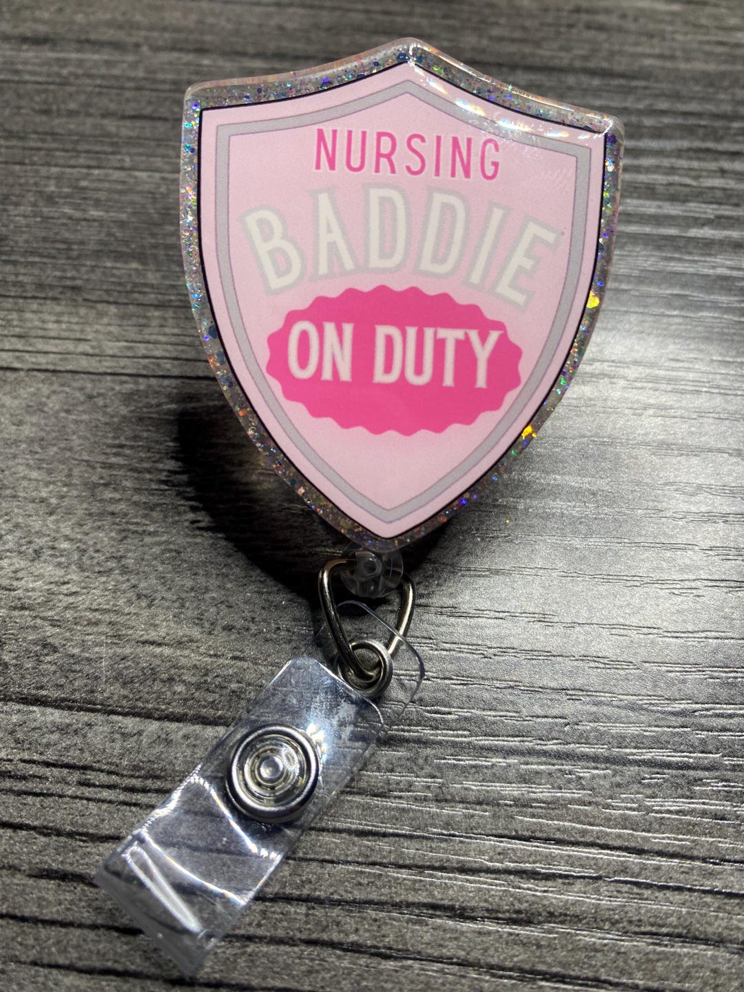 Nursing Baddie on Duty Badge Reel – Glitter Shield Design - Etsy