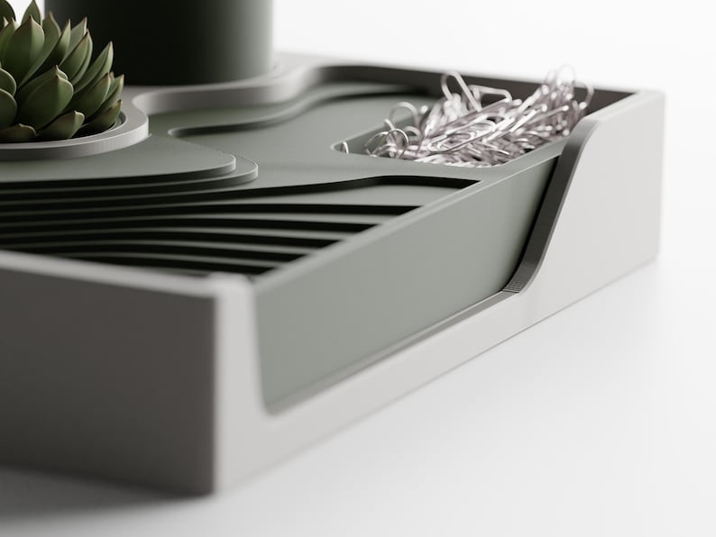 Stepped Desk Organizer – Modern 4-piece Set | Stylish 3d-printed Office ...