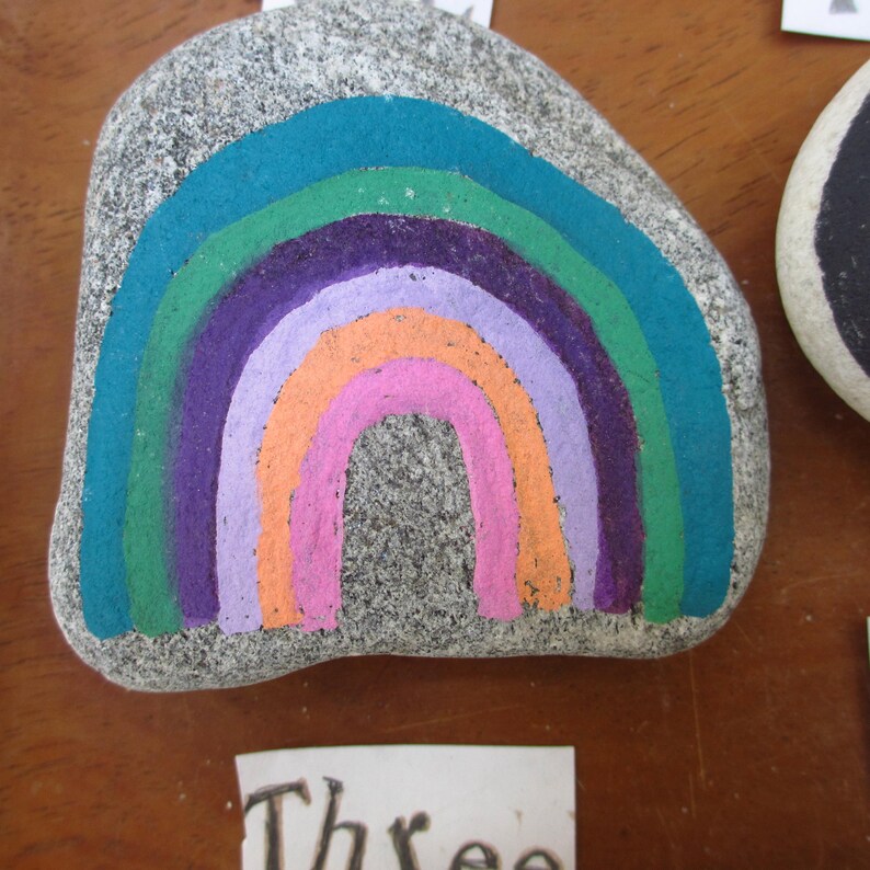 Rainbow Rocks- Art Rocks- Painted Stone - Etsy