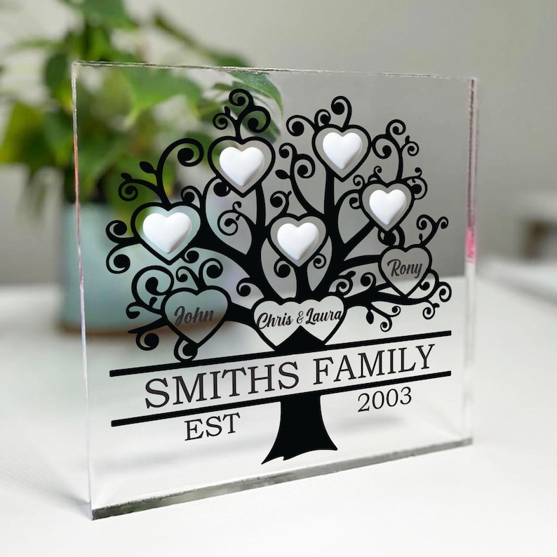 Personalized Family Tree of Life Sign, Custom Acrylic Est Sign With ...