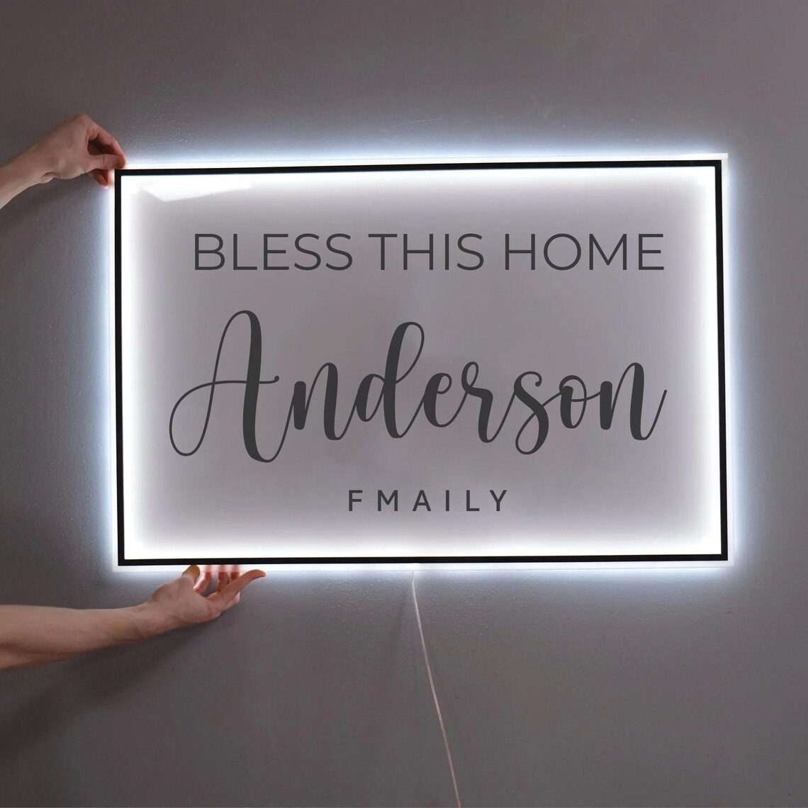 3D Acrylic Family Name Sign, Farmhouse LED Decor, Anniversary Gift ...