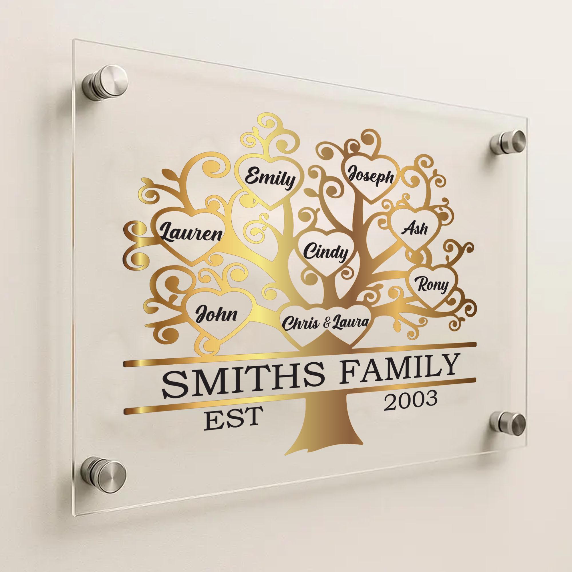 Personalized Family Tree of Life Sign, Custom Acrylic Est Sign With ...