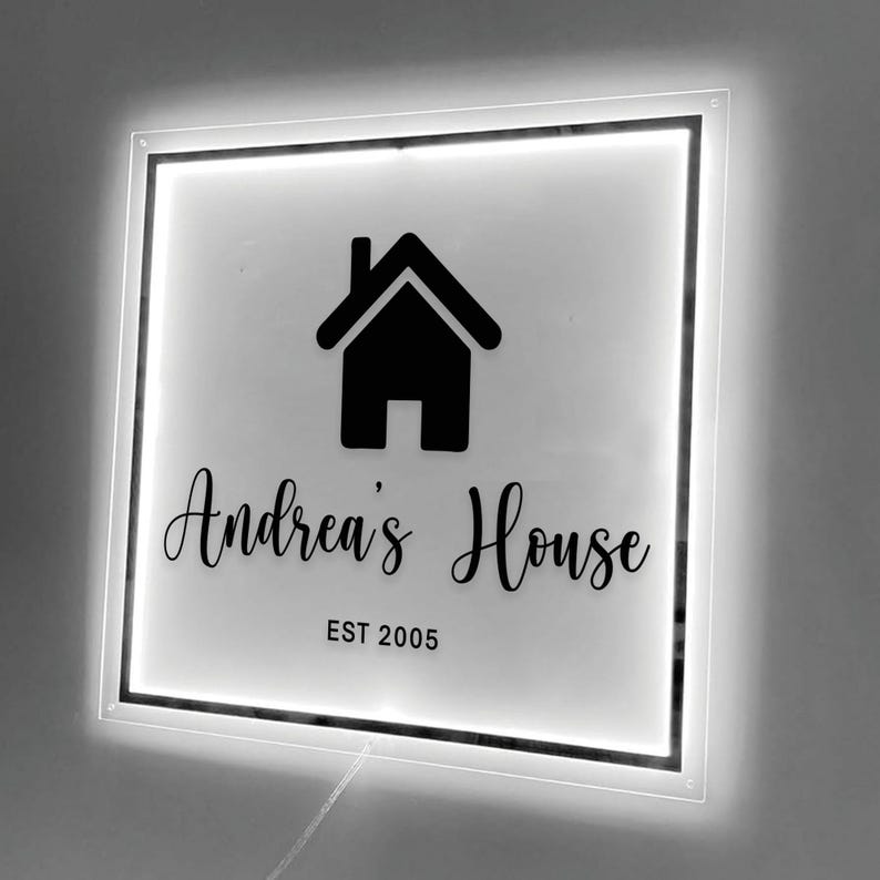 3D Acrylic Family Name Sign, Farmhouse LED Decor, Anniversary Gift ...
