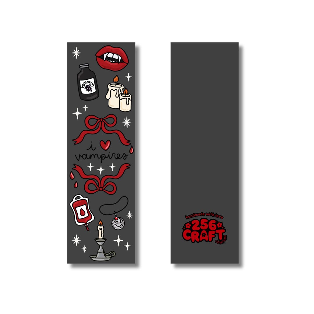 I Love Vampires Bookmark, Linen Gothic Reading Accessory, Book Lover ...