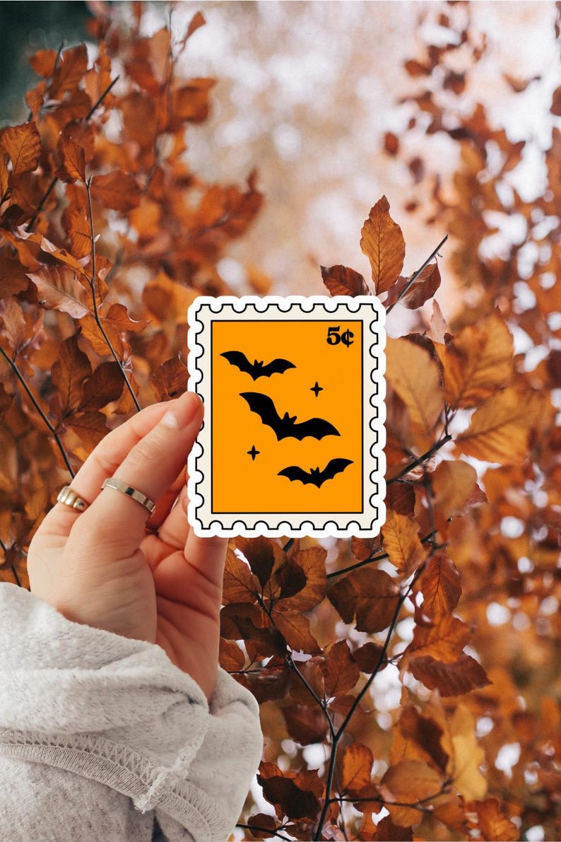 Retro Bat Stamp Sticker, Vintage Halloween Postage Design, Spooky Bat ...