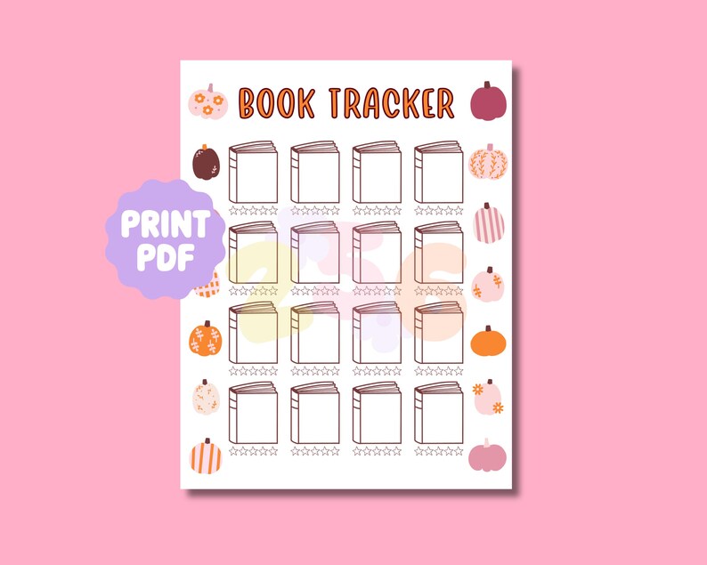 Fall Book Tracker Printable, Autumn Reading Log PDF, Cute Book Tracker ...
