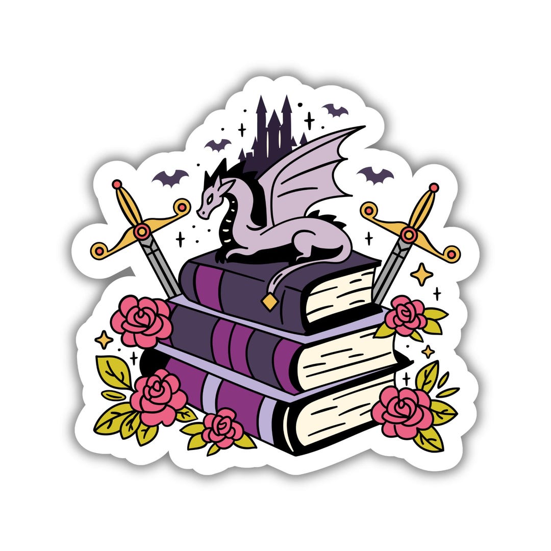 Fantasy Book Stack Sticker - Etsy