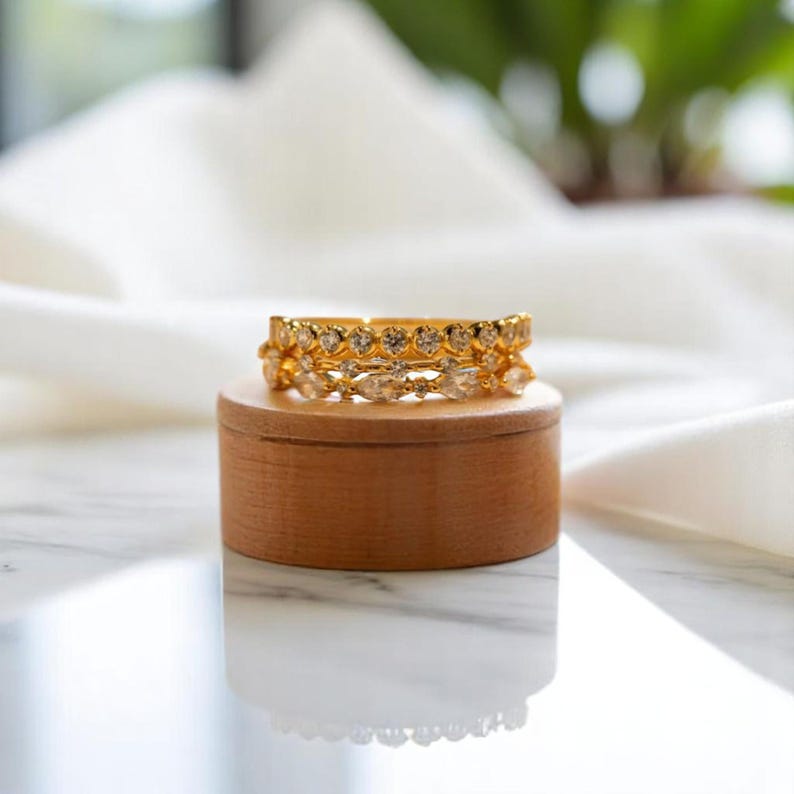 Gold Crystal Stacking Ring Set - Dainty Gemstone Rings by Caitlyn ...