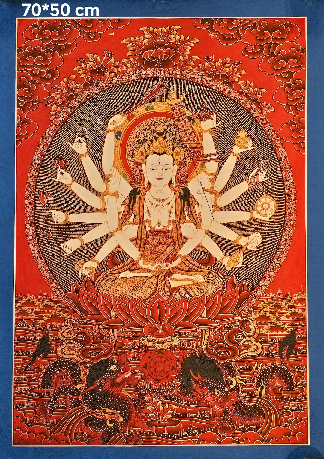 Chandi Devi Painting Hindu Goddess Wall Art Divine Feminine Power Decor ...