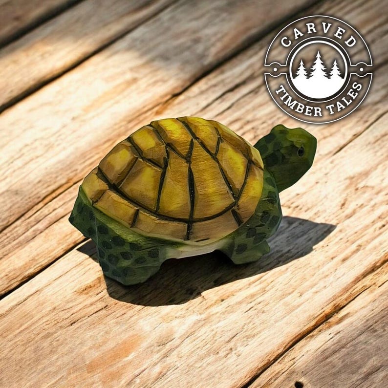 Hand Carved Wooden Turtle Figurine | Unique Wood Sculpture | Eco ...