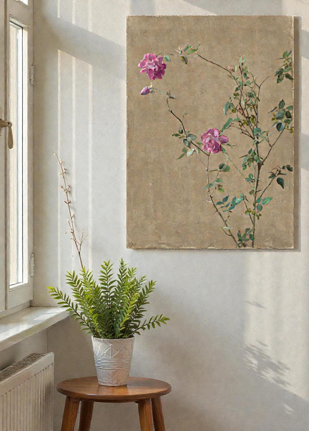 Vintage Pink Roses Wall Art Print Fidelia Bridges Botanical Watercolor ...