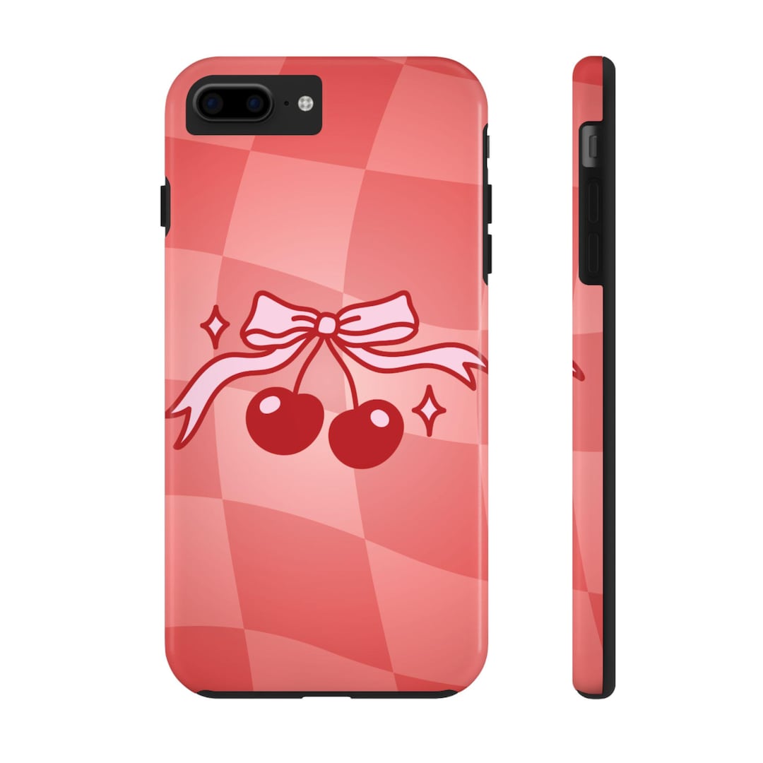 Red Retro Cherry Pattern Tough Phone Case, Funky Phone Cover, Vintage ...