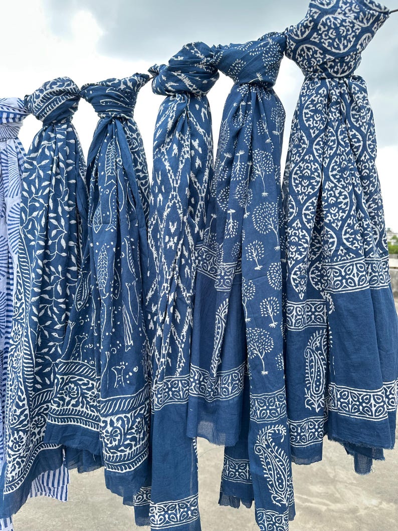 Hand Block Print Cotton Sarong | Boho Beach Wrap, Scarf - Etsy