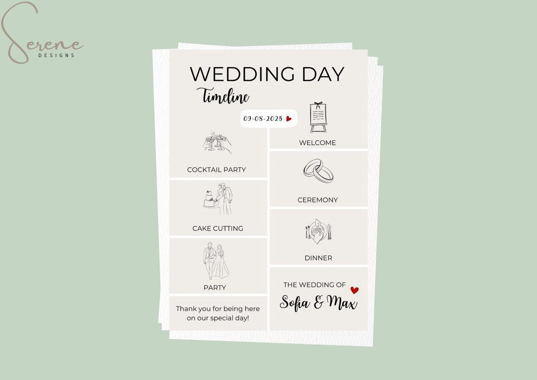 Wedding Day Timeline | Editable Wedding Schedule Template | Wedding ...