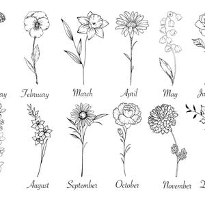 Custom Floral Tattoo Design's , Tattoo's Commission, Birth Flower ...