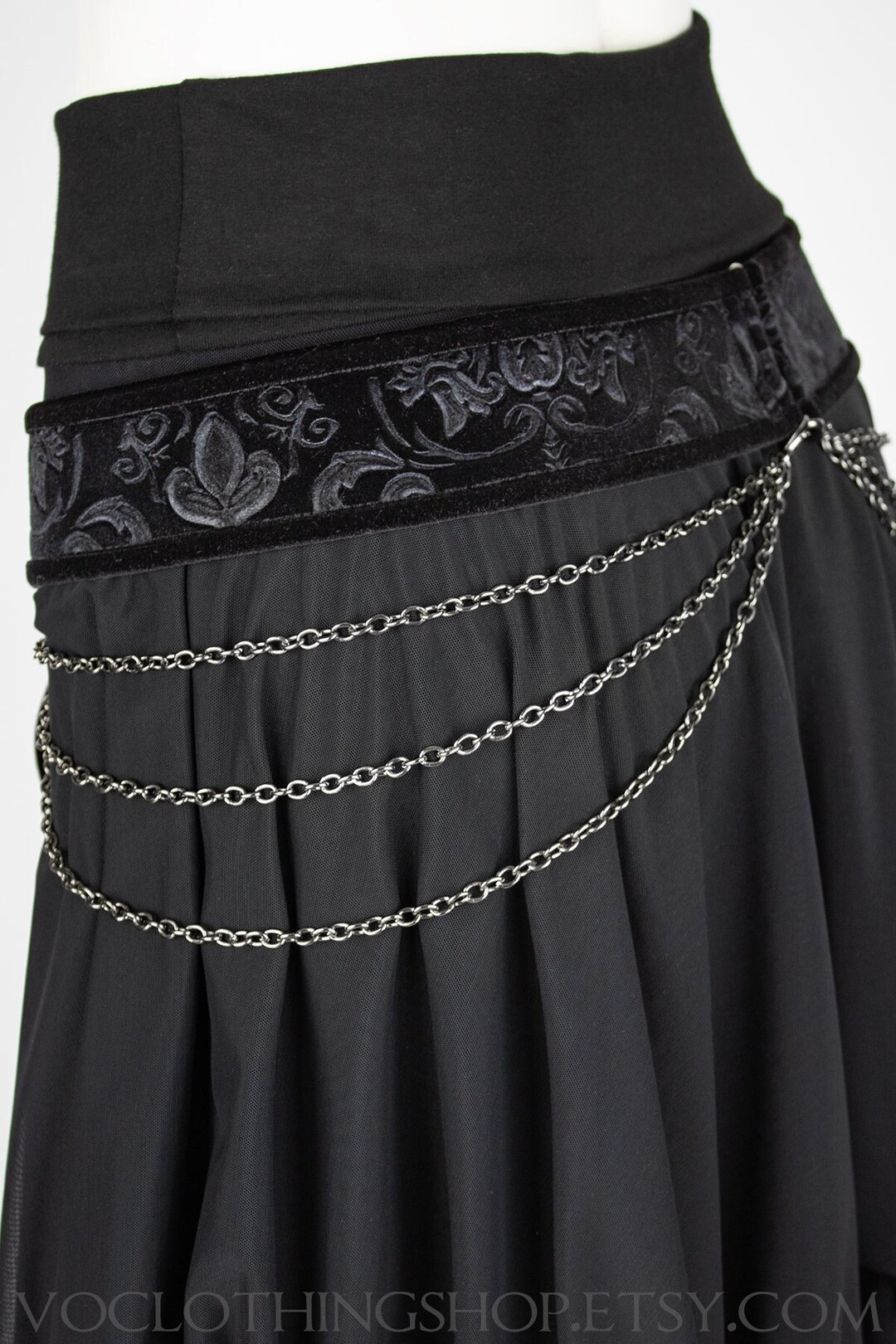 EMBOSSED VELVET CHAIN Skinny Handmade Tie-front Hip Belt With ...