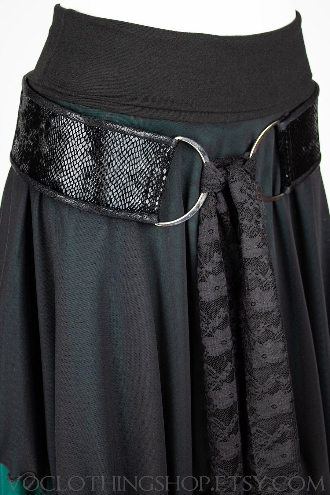 VELVET SNAKE PRINT Glossy Handmade Tie Front Hip Belt With Lace Scarf ...