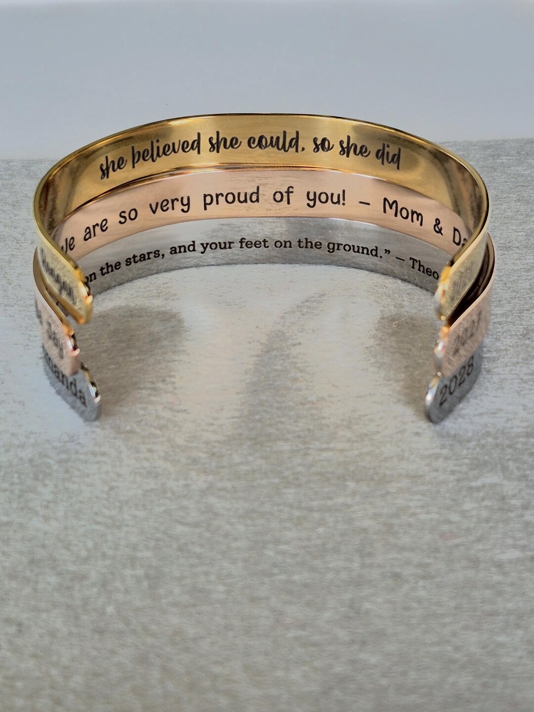 Personalized Graduation Bracelet: Custom Engraved Stainless Steel Cuff ...