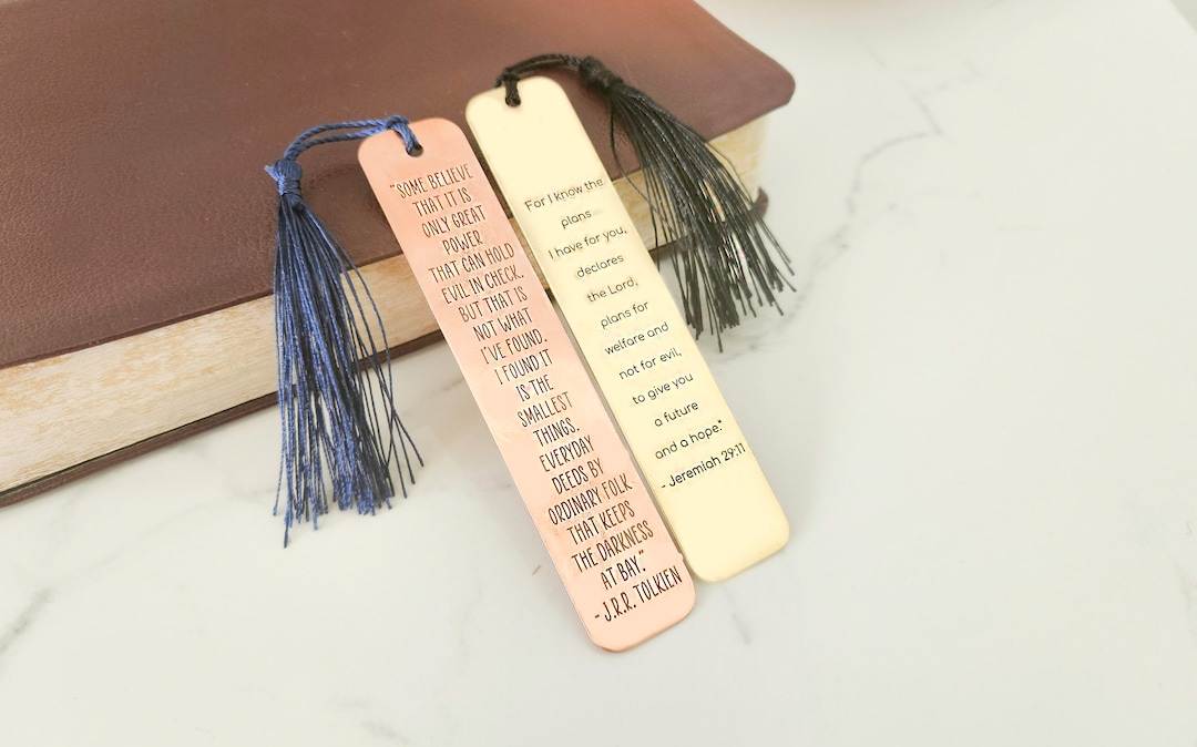 Custom Metal Bookmark, Engraved Reader Gift With Tassel - Etsy