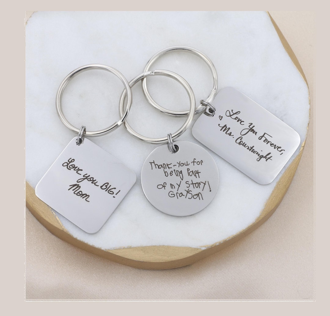 Engraved Handwriting Keychain: Personalized Signature Memorial Gift - Etsy