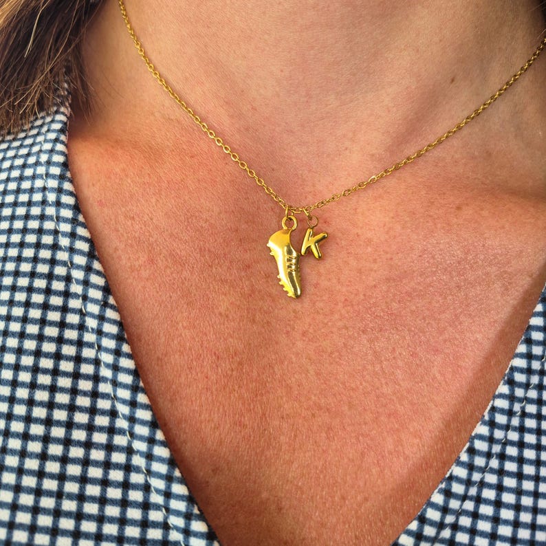 Gold Running Shoe Initial Necklace: Track Team Runner Gift - Etsy