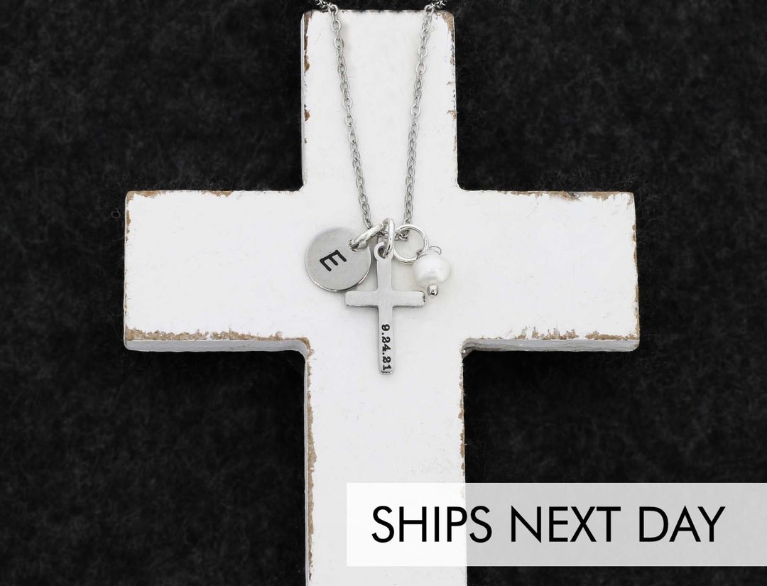 Cross Gift Custom Baptism Gift Christian Cross Jewelry First Communion ...