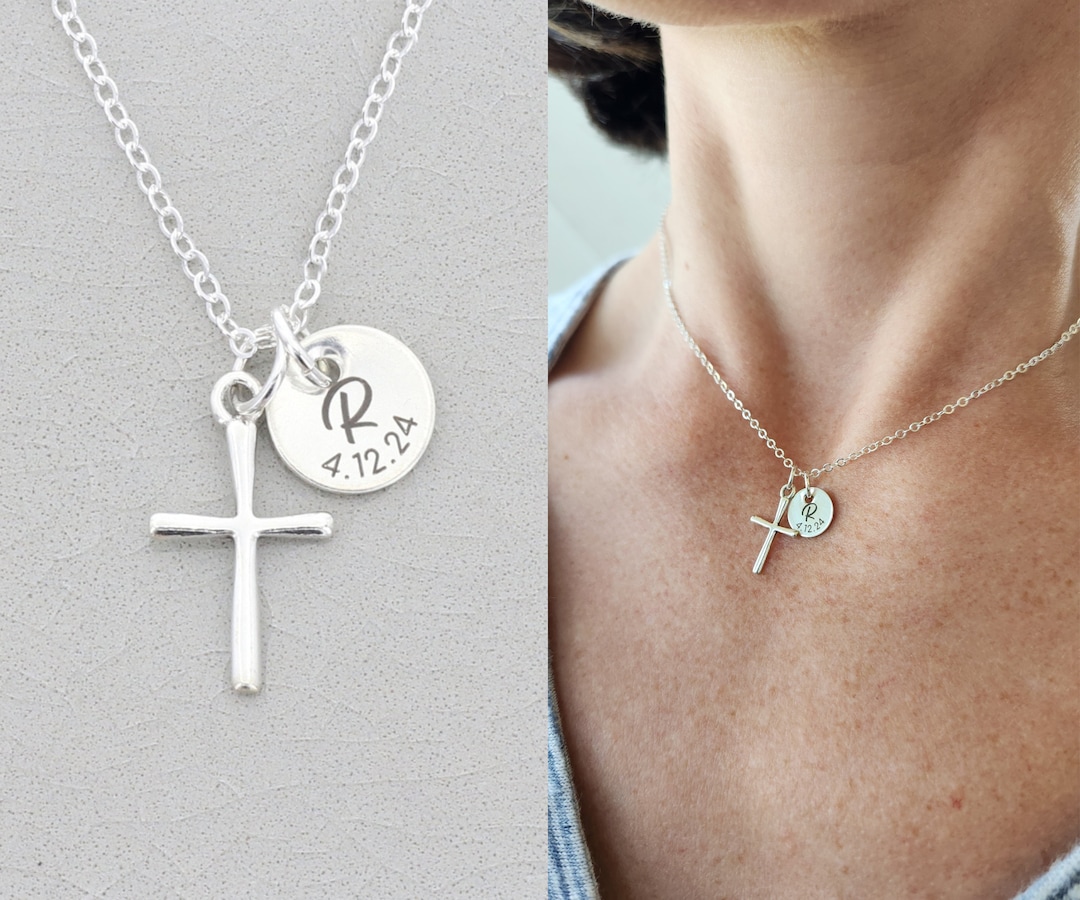 Cross Gift Necklace Sterling Silver Girls Baptism Gift Christian ...