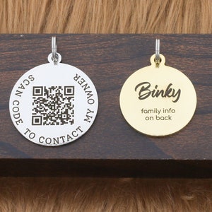 Scannable Dog Tag Pet ID Charm QR Code Included Contact Info Custom Hex ...
